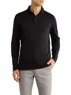 Robert Barakett Georgia Long Sleeve Pima Cotton Polo - Black