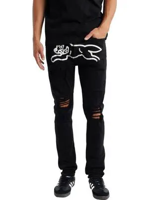ICECREAM Returner Ripped Slim Leg Jeans - Black Chocolate Chip