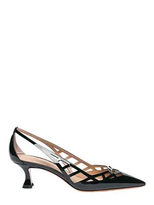 Santoni Patent Leather Mid-heel Pump - Black