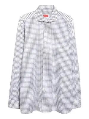 Isaia Tattersall Linen Button-up Shirt - White