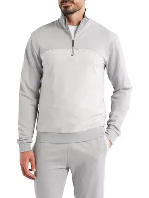 BOSS Quarter Zip Track Pullover - Light/pastel Grey