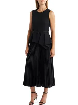 ELIZA J Sleeveless Belted Pleated Maxi Dress