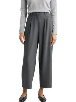 Nordstrom Pleated Ankle Length Trousers - Grey Charcoal Heather