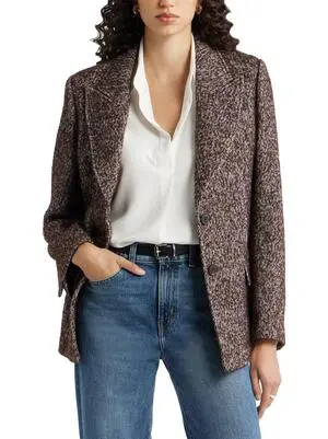Nordstrom The Liv Textured Boyfriend Blazer - Brown Ivory Twill