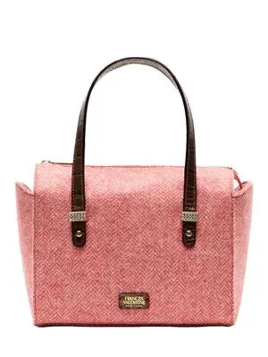 FRANCES VALENTINE Boxy Herringbone Top Handle Bag - Pink