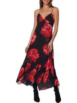 LOST + WANDER Scarlet Melody Midi Dress - Black Red Floral