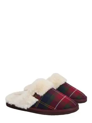 Barbour Claudia Faux Fur Lined Scuff Slipper - Winter Berry Tartan