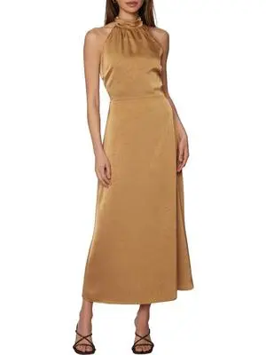 LOST + WANDER Starlit Sleeveless Satin Maxi Dress - Brass