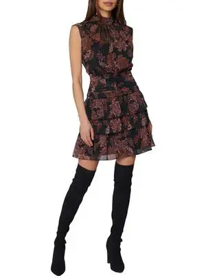 LOST + WANDER Whispers Of Bohemia Minidress - Black Plum Floral