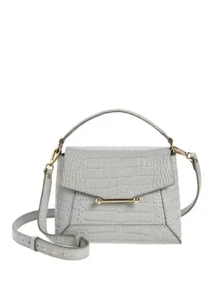 Strathberry Mosaic Croc Embossed Leather Top Handle Bag - Stone Grey