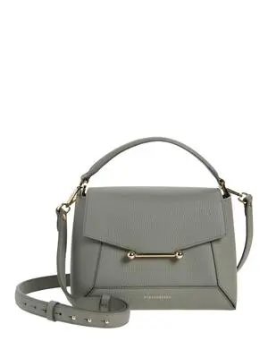 Strathberry Grained Leather Top Handle Bag Stone Grey