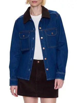 PISTOLA Corduroy Collar Denim Jacket - Infinity