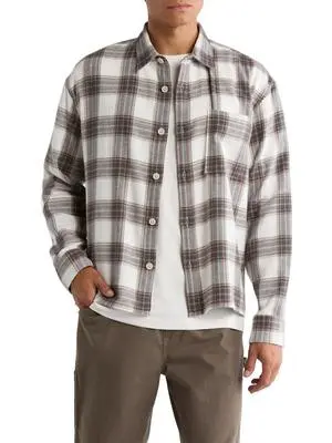 Bp. Check Boxy Cotton Flannel Button-up Shirt - Ivory Brody Plaid