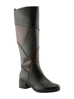 SPRING STEP SHOES Patchwork Knee High Boots - Black Multi