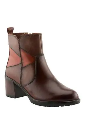 SPRING STEP SHOES Patchwork Leather Booties - Dark Brown Multi