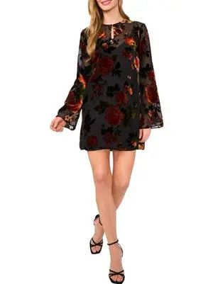 Ted Baker London Floral Velvet Burnout Minidress - Rich Black