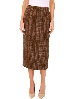 TED BAKER LONDON Pencil Tattersall/Windowpane Checks Tweed Skirt