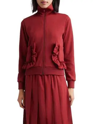 Comme Des Garçons Ruffle Pocket Zip-up Jacket - Burgundy