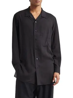 Yohji Yamamoto Longline Notched Collar Button-up Shirt - Black