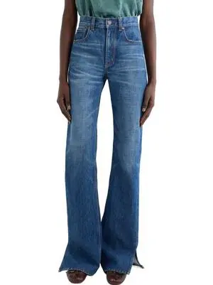 Chloé Split Hem Straight-leg Jeans - Faded Indigo