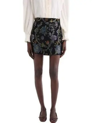 Chloé Floral Tapestry Jacquard Miniskirt - Multicolor Black