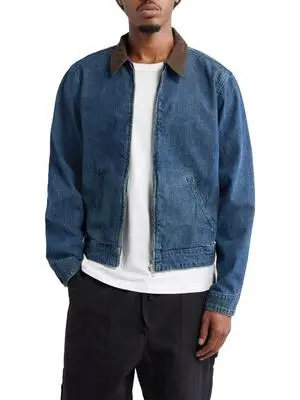 BDG URBAN OUTFITTERS Denim Harrington Jacket With Corduroy Collar - Denim Blue