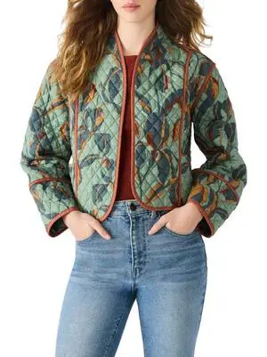 Steve Madden Adalynn Quilted Cotton Jacket - Dark Sage