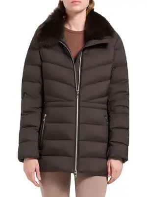 Moose Knuckles Belle Cote Puffer Jacket With Shearling Collar - Espresso