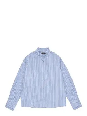 Deluc Oscar Ruffle Trim Striped Shirt - Light Blue