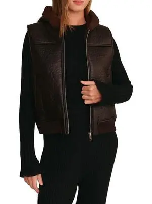 Deluc Brad Hooded Faux Shearling Vest - Chocolate