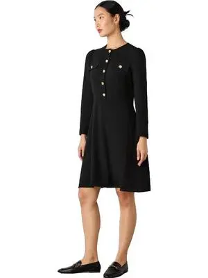 FINERY LONDON Evie Long Sleeve Crepe Dress - Black