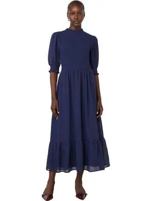 FINERY LONDON Amelia Chiffon Midi Dress - Navy