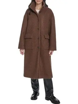 LEVI'S Bouclé Longline Cocoon Car Coat - Brown