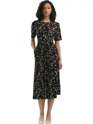 FINERY LONDON Kathryn Floral Jersey Midi T-shirt Dress - Black Flower
