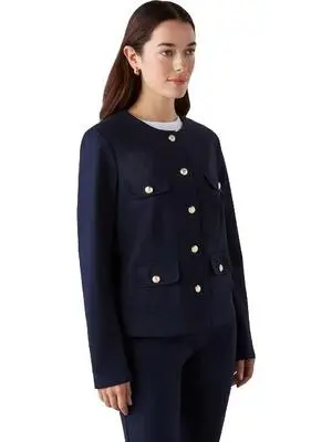 FINERY LONDON Imogen Ponte Jersey Jacket - Navy