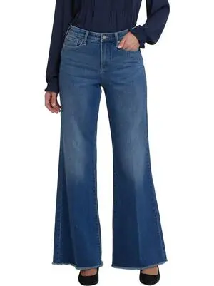 NYDJ Mia Frayed High Waist Wide Leg Palazzo Jeans - Romantic Indigo