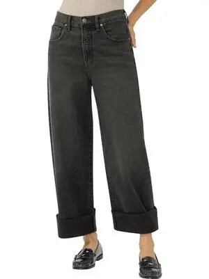 SILVER JEANS CO. High-rise Cropped Wide Leg Jeans - Onyx