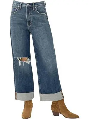 SILVER JEANS CO. Be Easy Ripped High-waist Crop Wide-leg Jeans - Thelma