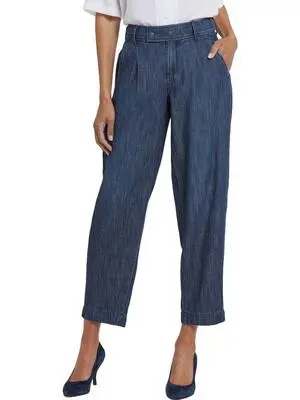 NYDJ Pleated High-waist Balloon Trouser Jeans - La Mer