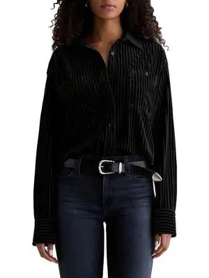 Ag Leny Relaxed Fit Velvet Shirt - Super Black