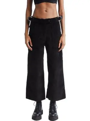 R13 Relaxed Corduroy Crop Work Trousers - Black