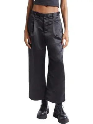 R13 Relaxed Pleated Crop Trousers - Black