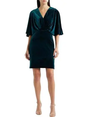 Eliza J Dolman Sleeve Velvet Sheath Dress - Hunter