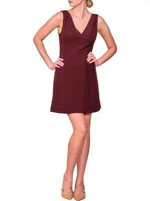 MELLODAY Tuck Shoulder Fit & Flare Dress - Burgundy