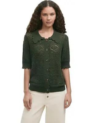 FINERY LONDON Marlowe Crochet Cardigan - Khaki
