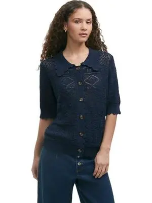 FINERY LONDON Marlowe Crochet Cardigan - Navy