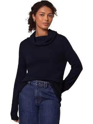 CELTIC & CO. British Supersoft Slouchy Cowl Neck Sweater - Dark Navy
