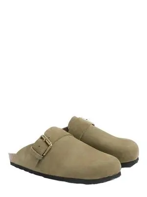 CELTIC & CO. Sheep Lined Clogs With Strap Detail - Khaki