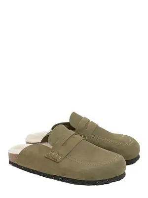 CELTIC & CO. Sheep Lined Penny Loafer Clog - Khaki
