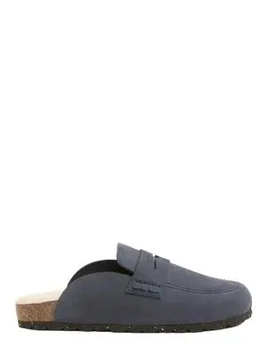 CELTIC & CO. Sheep Lined Penny Loafer Clog - Navy